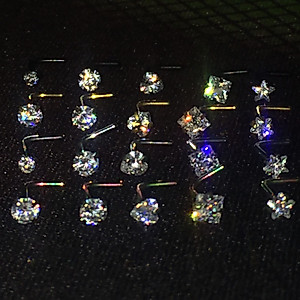 Carperton Nose Studs Nose Rings Studs Bone Nose Studs for Women Diamond Titanium Steel Nose Piercing Silver