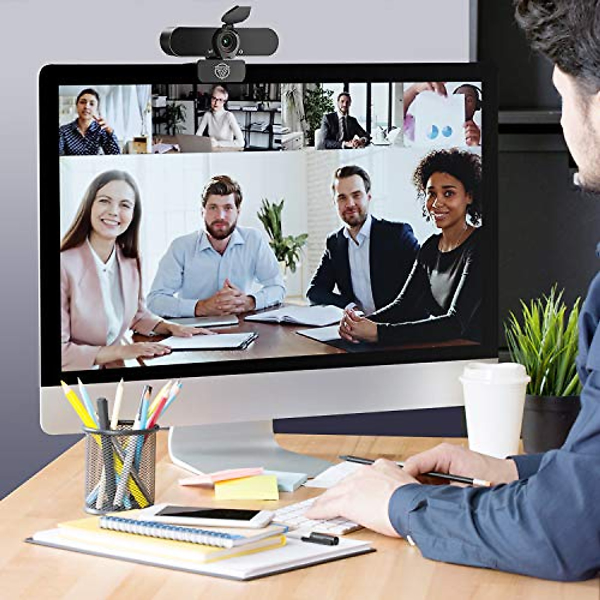 Webcam with Microphone 1080P USB Web Camera Full HD Widescreen Computer Camera for Desktop PC Laptop Mac Zoom Skype Google Meeting Video Calling Recording Conference Online Teaching Business Gaming