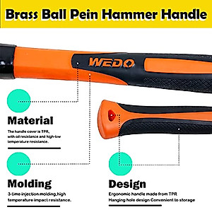 WEDO Brass Ball Peen Hammer with Fiberglass Handle,Ball Pein Hammer, 1/2lb, 280mm, 11"