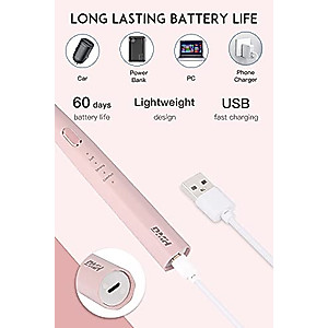 DMH Electric Toothbrush, Sonic Electric Toothbrush Powerful Cleaning, Rechargeable Travel Toothbrush with 4 Brush Heads, 3 Modes, 4 Hour Fast Charge for 60 Days Use, Pink