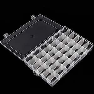 MOUYAT 6 Pack 36 Grids Clear Plastic Organizer Boxes, Adjustable Plastic Craft Jewerly Organizer Storage Boxes with Compartments, Bead Storage Containers for Jewelry Art DIY Crafts Small Parts