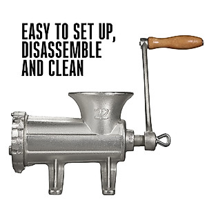 Weston #22 Manual Tinned Meat Grinder and Sausage Stuffer, Silver