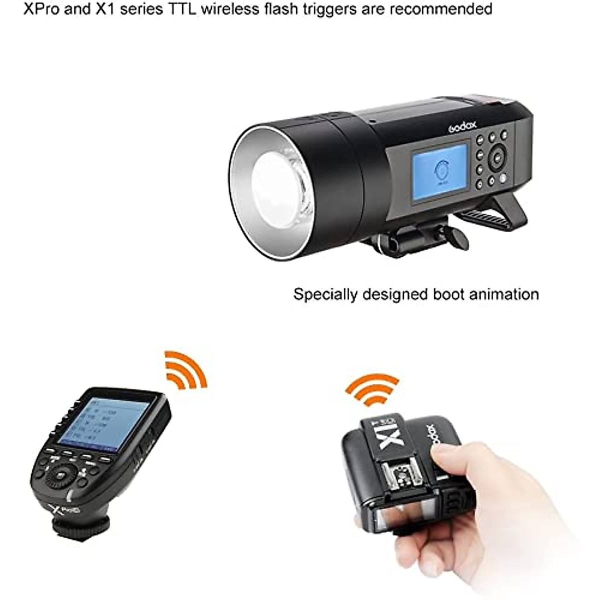 Godox AD400Pro All-in-One Outdoor Flash Strobe, 400W 2.4G TTL Portable Speedlite with Rechargeable Battery and Bowens Mount and Godox Mount