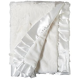 Applesauce Satin Trimmed Baby Blanket, White