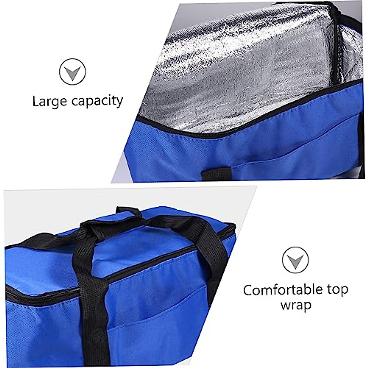 ULTECHNOVO Insulated Bag Beverage Container Food Container Large Shopping Bags Collapsible Basket Foldable Picnic Basket Insulated Basket Blue Pizza Delivery Bag Portable Lunch Cooler Bag