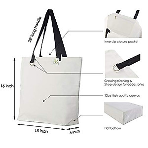 RK ROCHI KOLORI 12oz Heavy Duty Canvas Bags-Pack of 6-15" H x 16" W x 4" D, Long Handle, Flat Bottom…