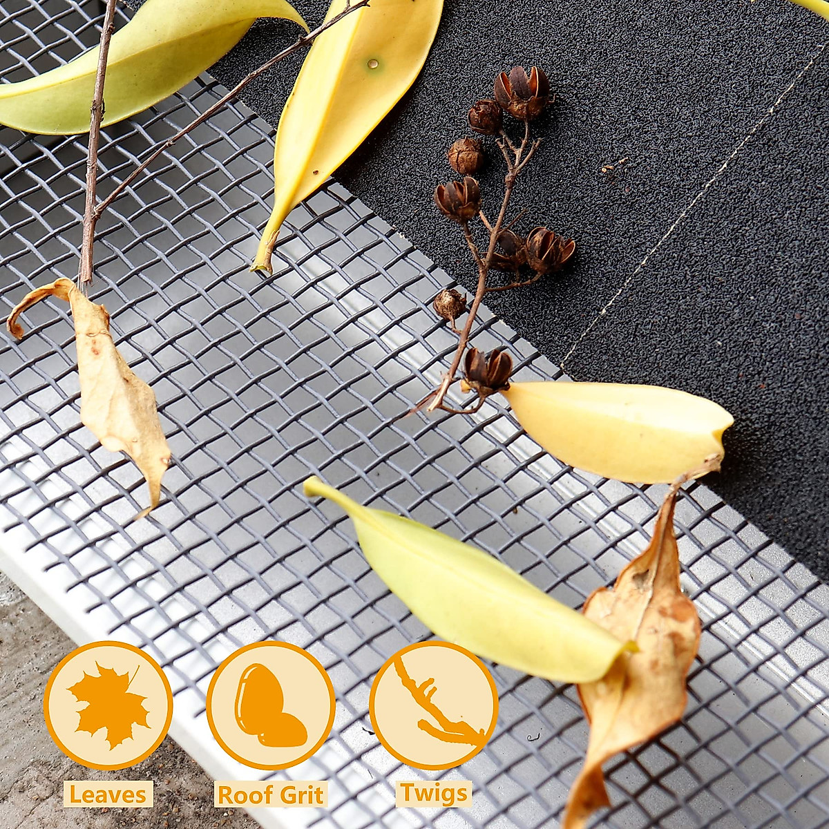 Powrocket Gutter Guard,4" 5" Leaf Protection Gutter Cover,30 Count Stainless Steel Mesh Gutter Covers,Prevents Roof Clogged Downspouts,Easy to DIY,Total Covers 96 Feet White