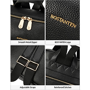 BOSTANTEN Leather Laptop Backpack for Women 15.6 inch Computer Bag College Shoulder Bag Casual Daypack Travel Bag