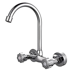 Mixer Tap Double Hole Lead-free Kitchen Sink Faucet Bathroom Waterfall Double Lever Bath Filler Mixer Chrome Tub Tap Ceramics Valve Nozzle