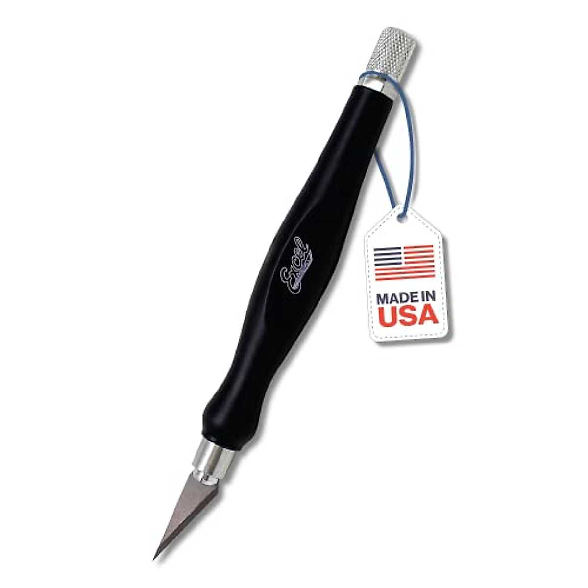 Excel Blades 16026 Fit Grip Knife, Ultra Sharp Hobby Knife with Carbon Steel Blade, Black, Contoured Rubberized Grip Light Duty Precision Cutting Tool.