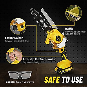 Mini Chainsaw Cordless 6'' with 2×21V Battery, IMOUMLIVE Brushless Powerful Electric Small Hand Portable Chain Saw with Auto Oiling System, Lightweight, 2.2 lbs, Handheld, Easy Use For Branch Pruning