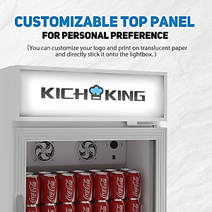 KICHKING 8.0 Cu.ft Merchandiser Refrigerator, 35~46?, 21.7" W Glass Door Upright Display Refrigerator, Light Box Beverage Cooler, LED Lighting, Drink Fridge-Silver, for Home Restaurant Grocery Stores