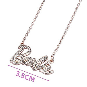 Barbie Crystal Script Logo Necklace (Rose Gold)