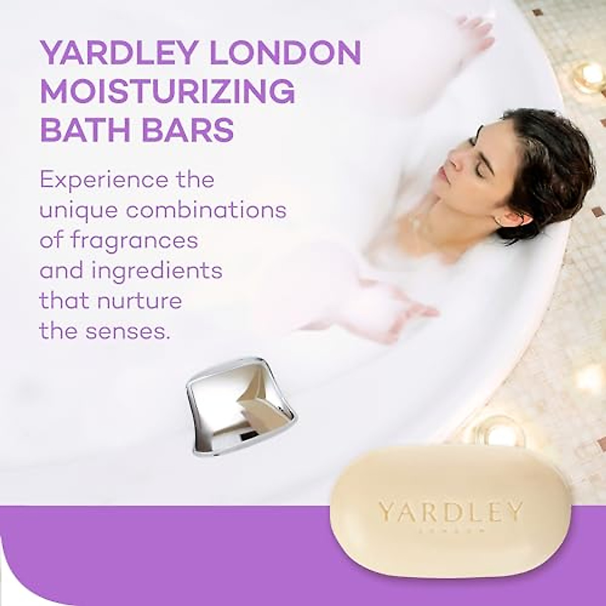 Yardley London Nourishing Bath Soap Bar English Lavender, Calms & Soothes with Pure Lavender Extracts & Essential Oils 4.0 oz Bath Bar, 2 Soap Bars