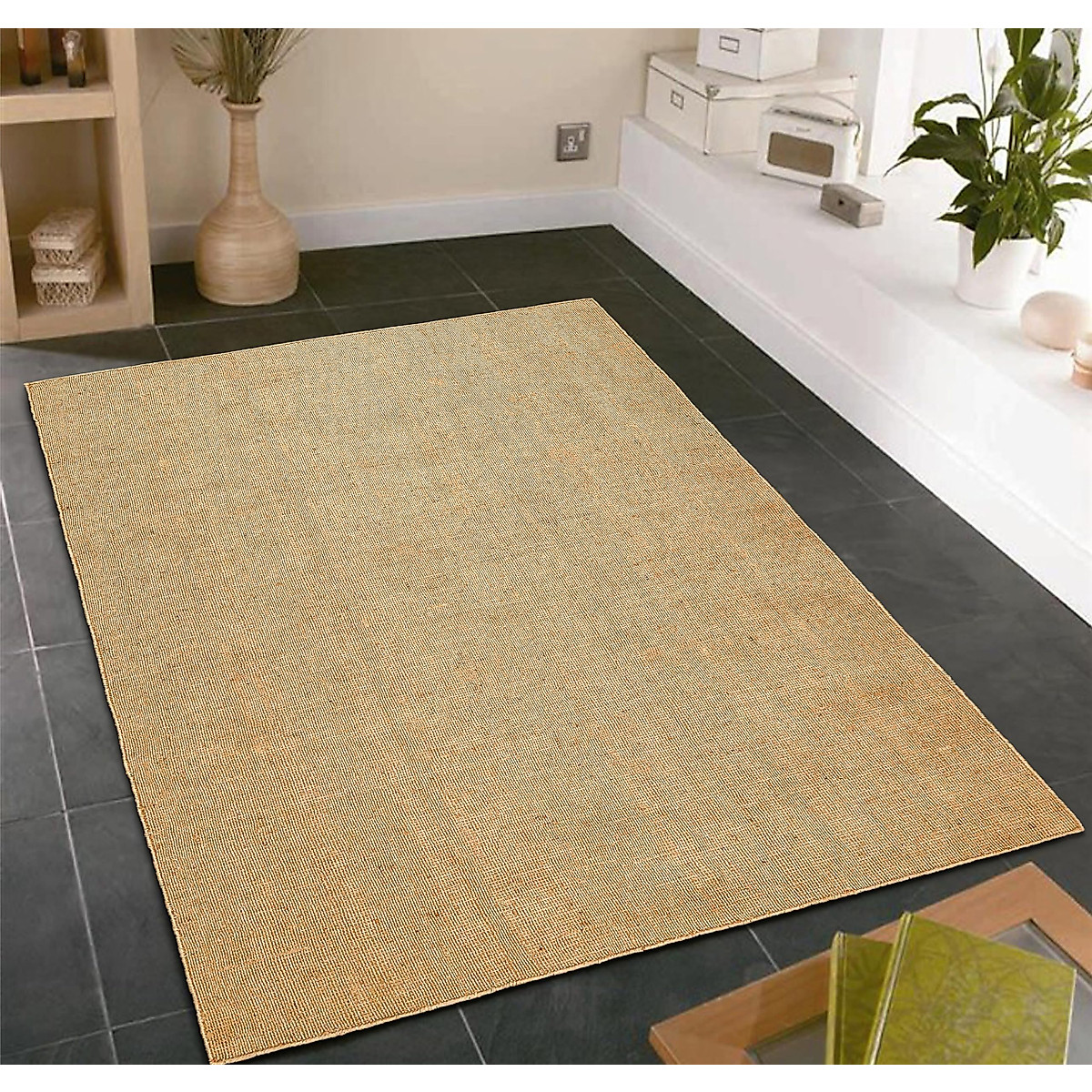 RIANGI Jute Rug - Natural Jute Rugs, Braided Rectangle Jute Rug 4 X 6 Area Rug, Versatile 4x6 Area Rug, Perfect Area Rug 4x6 for Farmhouse Rugs for Living Room - 4x6 Jute Rug