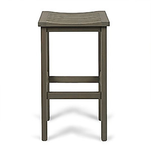 Christopher Knight Home Caribbean Outdoor 30" Acacia Wood Barstools, 4-Pcs Set, Grey Finish