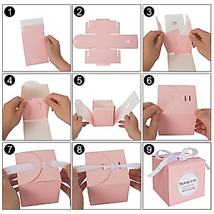 COTOPHER Pink Gift Boxes 4x4x4 inches 30 Pack Paper Gift Boxes with Lids for Gifts, Crafting, Wedding Party Favor, Cupcake Boxes, Bridesmaids Proposal Box,Small Gift Boxes with Ribbons and Stickers
