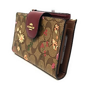 Coach Women's Tech Wallet in Colorblock Signature Canvas (Wildflower Print - Khaki Multi)