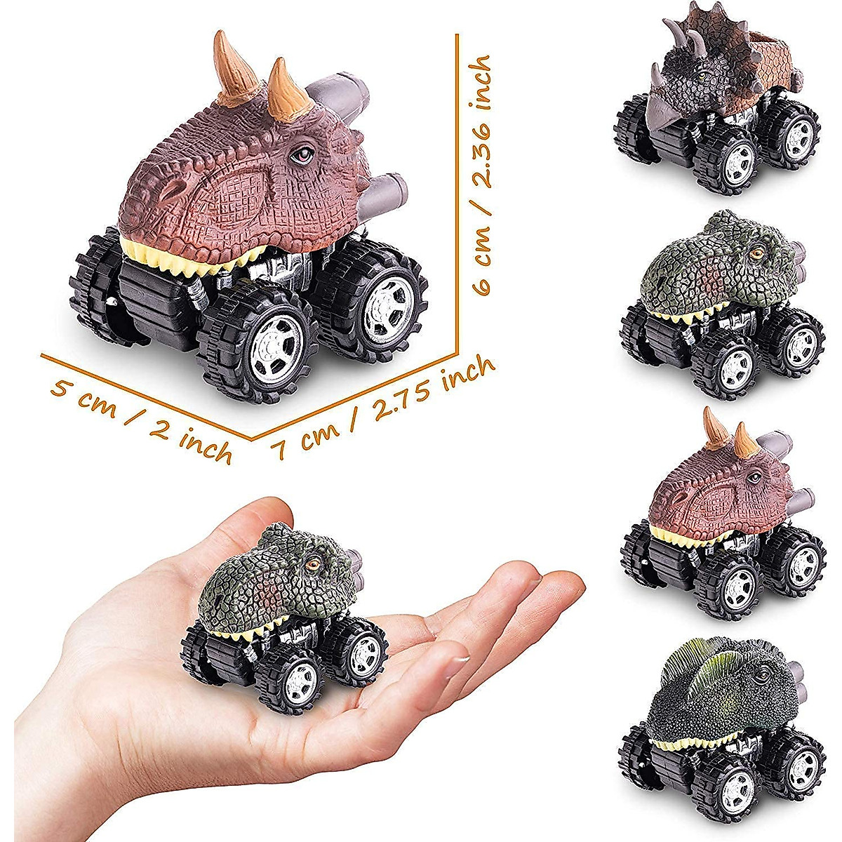 Dinosaur Toys for 3-7 Year Old Kids, Pull Back Dinosaur Cars for Kids, 4 Pack Set Car Toys, Gift Toys Dino Cars