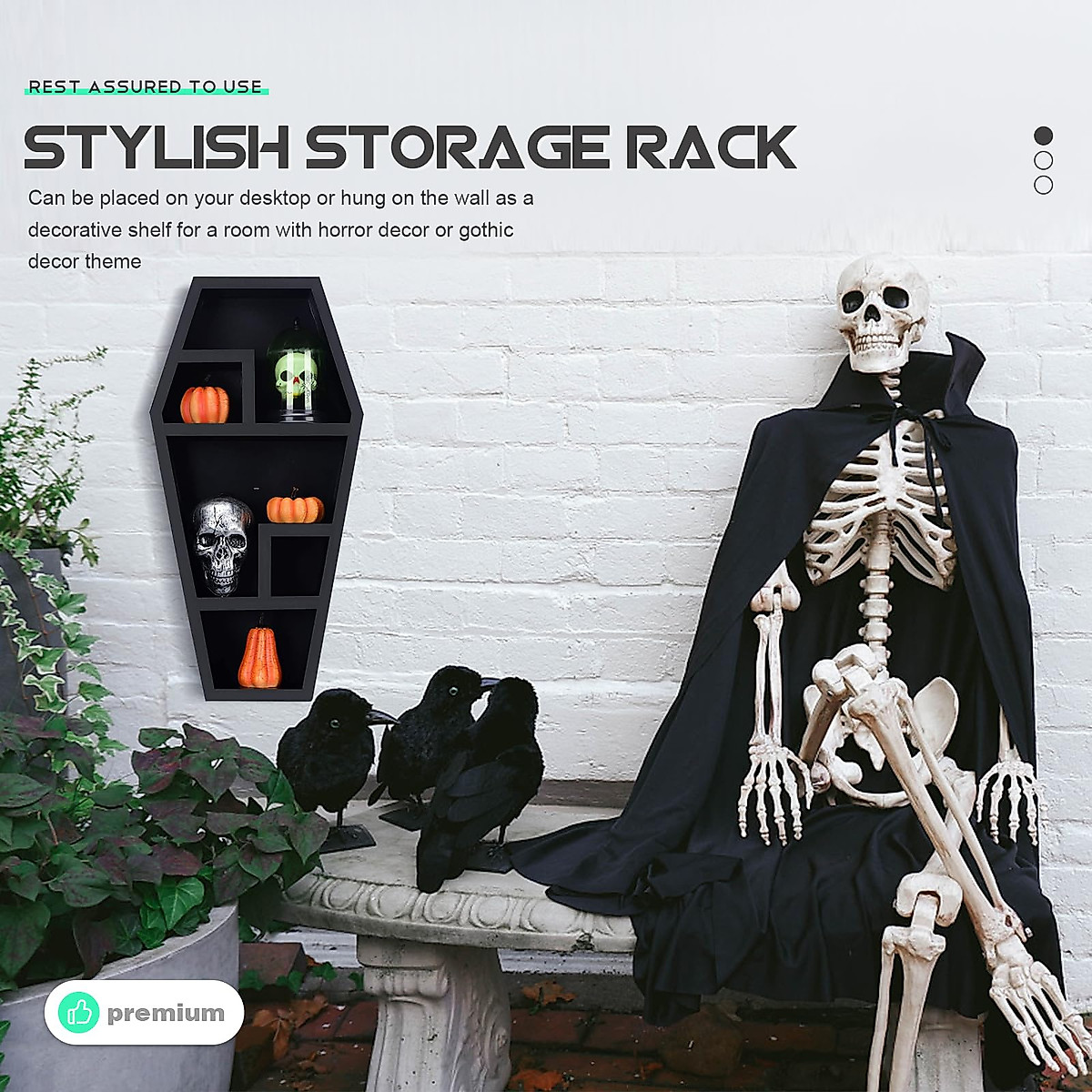 Beaupretty Coffin Storage Rack Table Top Shelves Curio Shelf Black Shelves Witchy Floating Shelf Coffin Brush Holder Casket Wall Storage Shelf Coffin Sundries Rack Gothic Style Coffin Rack