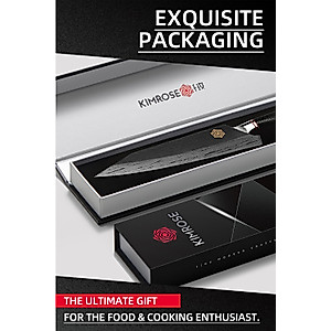 KIMROSE Damascus Utility Knife - 5 inch - 67 Layers 10Cr15CoMoV Alloy Steel - Black G10 Handle - Razor Sharp Kitchen Knife - Petty Knife, Paring - Magnetic Sheath - Gift Box