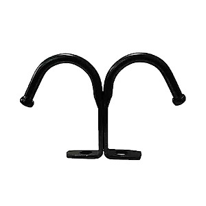 HOOUU 4 Pcs Iron Double Prong Ceiling Hook Towel Robe Clothes Hook for Cupboard Wardrobe Top Kitchen Bathroom Garage (Black)