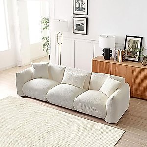 kevinplus 109.8'' Boucle Cloud Sofa Couch Modular Sectional Sofa Couch for Living Room, Modern Contemporary Futon 4-Seat Sofa Couch for Apartment Office Studio, Beige
