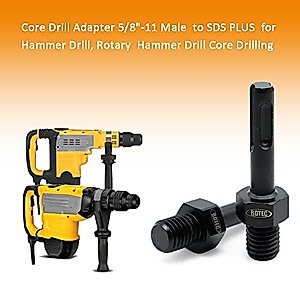 BGTEC 2pcs Core Drill Adapter 5/8“-11 Male Thread to SDS Plus Shank for Hammer Drill,Rotary Hammer Drill Core Drilling
