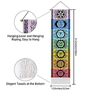 Uspring Colorful Tapestry Mandala Tapestry Trippy Tapestry Wall Hanging with Tassel Striped for Room (Black, 12.8 x 51.2 inches)