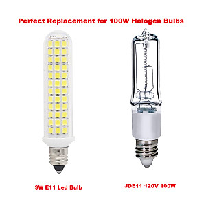 strico JD E11 Led Bulb 120V 100W Halogen Bulbs Equivalent, T3 T4 Mini Candelabra Base JDE11 Bulb for Ceiling Fan, Cabinet Lighting, Pack of 2 (Daylight 6000K)