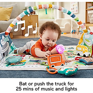 Fisher-Price Baby Playmat Activity City Gym to Jumbo Toddler Vehicle Mat with Music & Lights for Developmental Play Newborns Ages 0+ Months