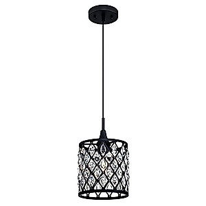 Westinghouse Lighting 6362700 Waltz One-Light Mini, Matte Black Finish Mesh with Crystals Indoor Pendant, 1 Seeded Glass, Red