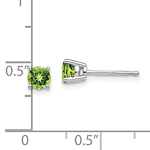 14K White Gold 4mm Green Peridot Studs Gemstone Earrings August Birthstone Jewelry