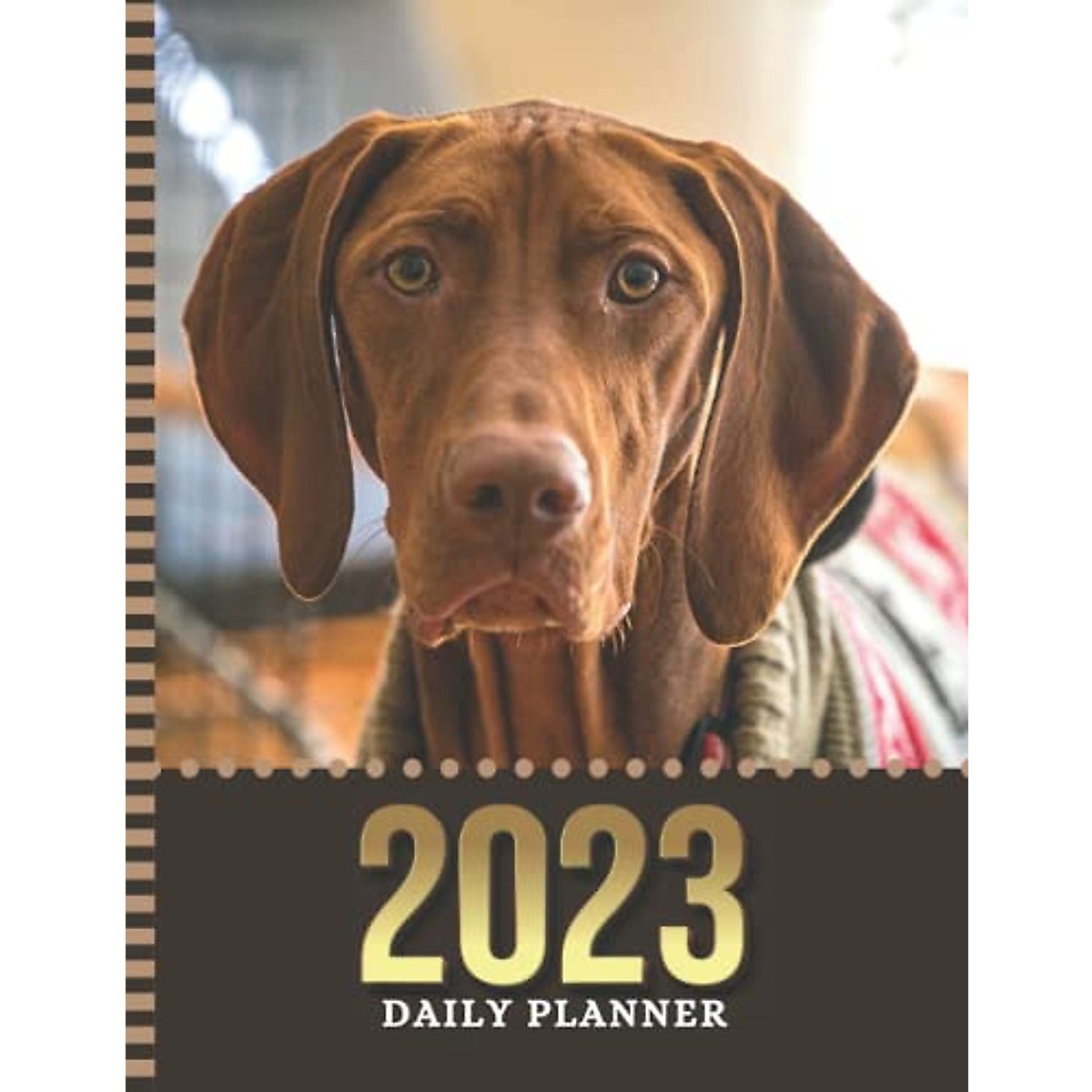 2023 Daily Planner: 8.5x11 Large Dated - One Page Per Day Diary / With Notes Section - To Do List - Hourly Time Slots - Schedule - Calendar / New ... Gift / Red Brown Vizla - Dog Art Photo