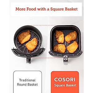 COSORI Pro Gen 2 Air Fryer 5.8QT, Upgraded Version with Stable Performance & Sleek New Look, 13 One Touch Functions, 100 Paper & 1100 Online Recipes, Dishwasher-Safe Detachable Square Basket, Black