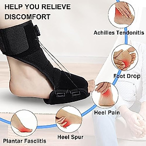 Plantar Fasciitis Relief Night Splint - Upgrade Achilles Tendonitis Brace with Rotating Knob Iron Wire Elastic Dorsal Night Splint, for Women & Men Plantar Fasciitis Relief Foot Drop Heel Arch Pain.