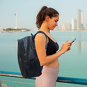 Clickslock Heavy Duty Mesh Backpack, See Through Mesh School Backpack, College Student Backpack with Padded Shoulder Straps for School, Beach, Travel and Sports