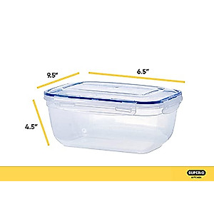 Large Plastic Food Storage Container with airtight Lid for Pantry, Fridge- 10 Cup, 80 Oz- BPA Free, Leakproof Sealed Container- Microwave, Dishwasher and Freezer Safe (Clear)