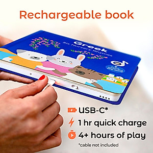Cali's Books Greek Nursery Rhymes | Bilingual Children's Books | USB C Rechargeable | Interactive Musical Book for Baby, Toddlers | Bilingual Baby Books | Greek Gifts for Kids