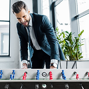 RELAX4LIFE 48'' Foosball Table, Wooden Soccer Game Table with 2 Footballs, Score Devices, Recreational Foosball Games for Kids & Adults, Arcade Table for Pub, Bars, Parties Family Night Game (Black)