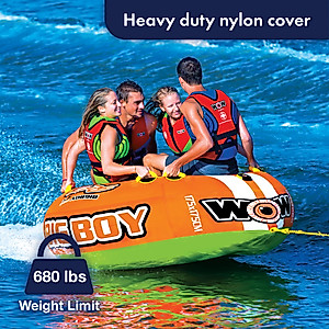 WOW Sports World of Watersports Big Boy 1 2 3 or 4 Person Inflatable Racing Towable Tube for Boating, 15-1130