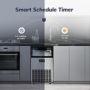 ICEVIVAL Commercial Ice Maker Machine, 100lbs/Daily Ice Production Under Counter Ice Maker, Self-Cleaning, Timer Stainless Ice Maker with 33lbs Ice Storage, Ideal for School, Home, Bar, RV