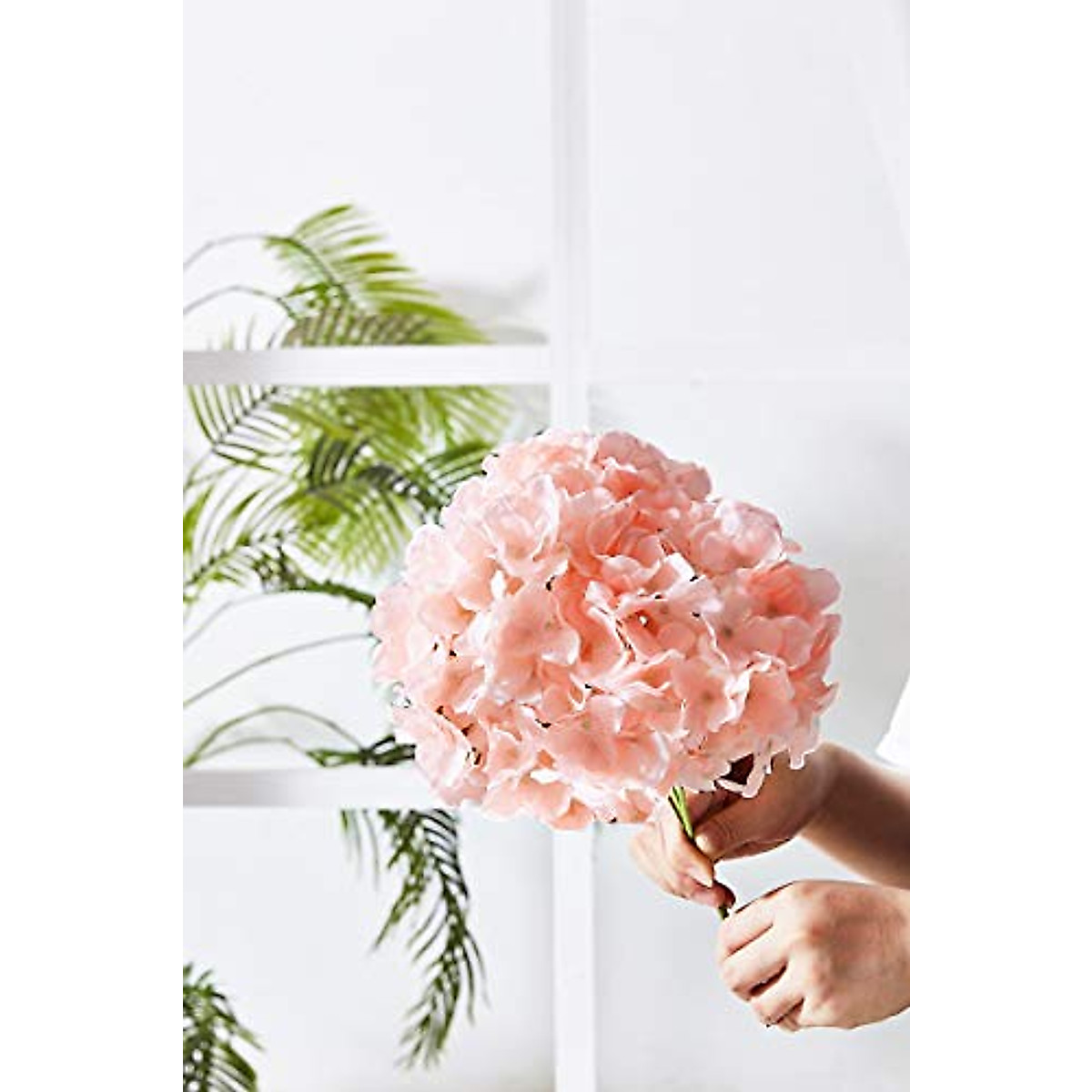 KISLOHUM Artificial Hydrangea Flowers Blush Heads 10 Fake Hydrangea Silk Flowers for Wedding Centerpieces Bouquets DIY Floral Decor Home Decoration with Stems.