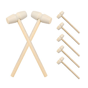 Camac 10 Pcs Multi-Purpose Wooden Hammers Set for Chocolate Natural Hardwood Crab Hammers Crafts Breakable Heart, Crab Lobster Mallets with Smooth Finish Durable Friendly Craft Toy