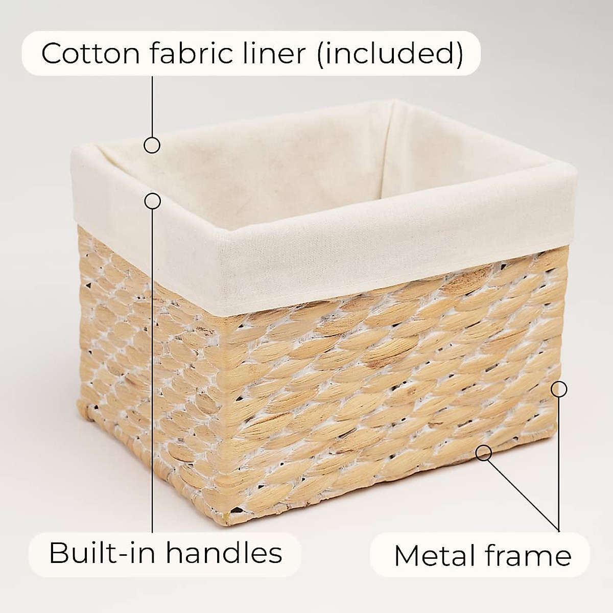 Decocoon Wicker Baskets 3 Pack, Rectangular Basket, Rattan Storage Basket, Wicker Basket with Handle, Wicker Storage Basket, Pantry Baskets Storage, Woven Baskets for Storage, Seagrass Storage Baskets