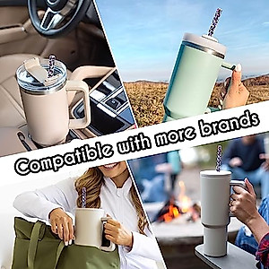 AIERSA 6 Pack Leopard Straw Replacement 40oz for Stanley,Plastic Reusable Straw for Stanley Tumbler,Long Straws with Cleaning Brush for Stanley Cup Accessories