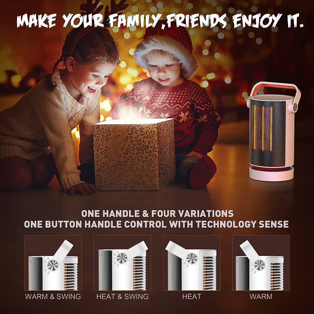 Electric Space Heater, 70° Oscillating with 1500W/750W PTC Fast Heating Portable Heater Fan, Safe and Quiet Small Room Heater with Tip-Over and Overheat Protection for Office Bathroom Desk Indoor Use