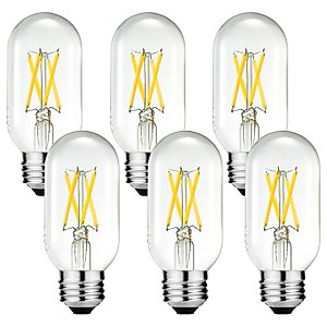LiteHistory E26 Edison Bulb 6W Equivalent E26 LED Bulb 60 Watt Dimmable Neutral White 4000K E26 Light Bulb AC120V 600lm Tubular T14 T45 LED Bulb for Pendant,Sputnik,Vanity,Chandeliers Pack of 6
