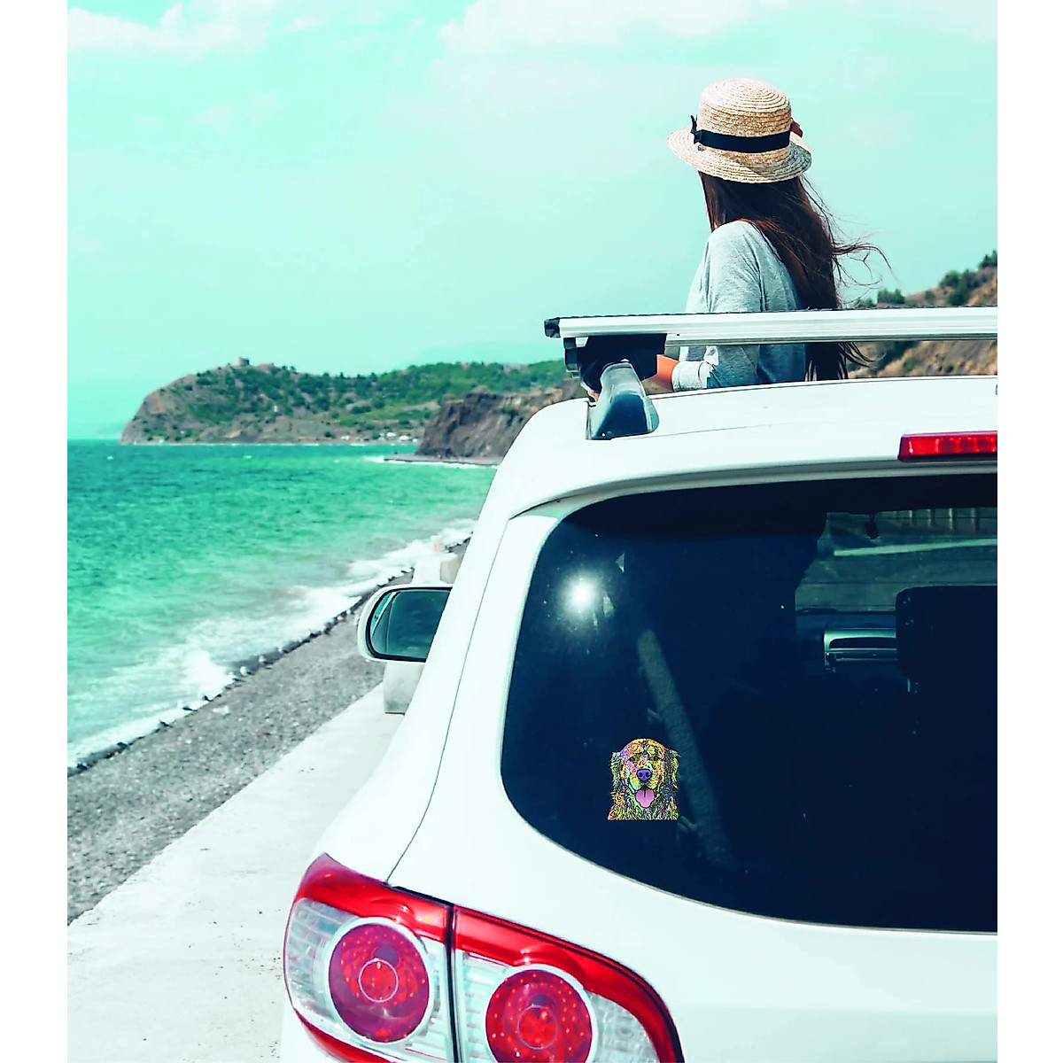 Enjoy It Dean Russo Golden Retriever Car Stickers, Outdoor Rated Vinyl Sticker Decals for Windows, Bumpers, Laptops or Crafts - 2 Pieces