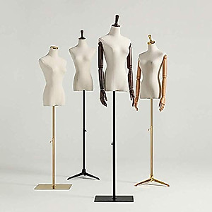 Mannequin Torso Mannequin Dress Form Torso Female Mannequin Dressmakers Dummies Fashion Students Display Bust with Metal Base Height Adjustable for Clothing Show (Gold Small)